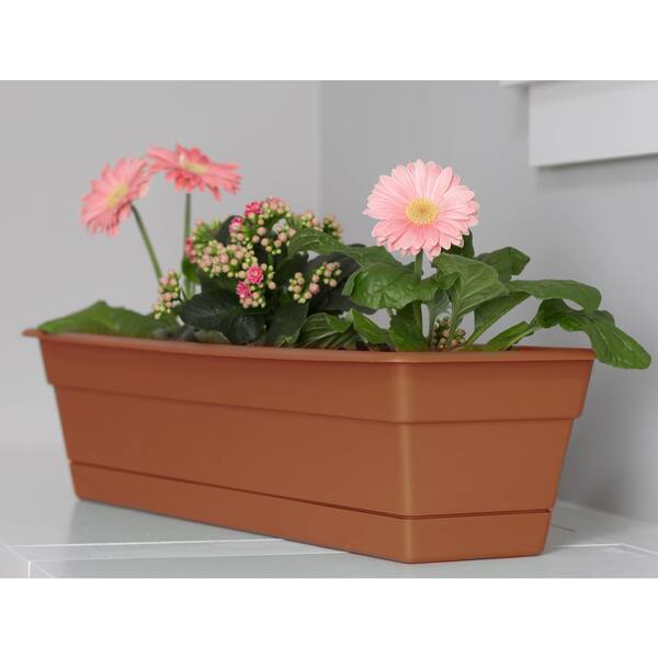 Bloem Dura Cotta Chocolate Plastic 18-inch Window Box Planter - Bed ...