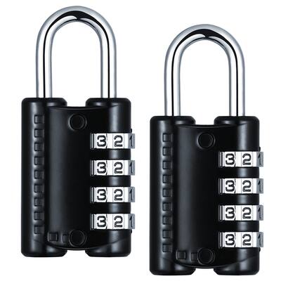2 Pack Combination Lock 4-digit Padlock - Black - Overstock - 14206898