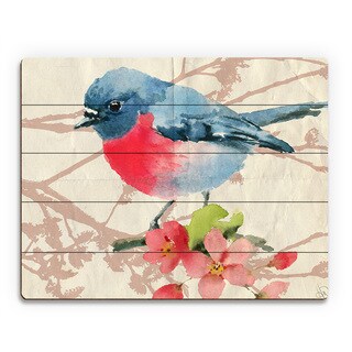 'Pink Robbin Pink Flowers' Wall Art Print on Wood - Bed Bath & Beyond ...