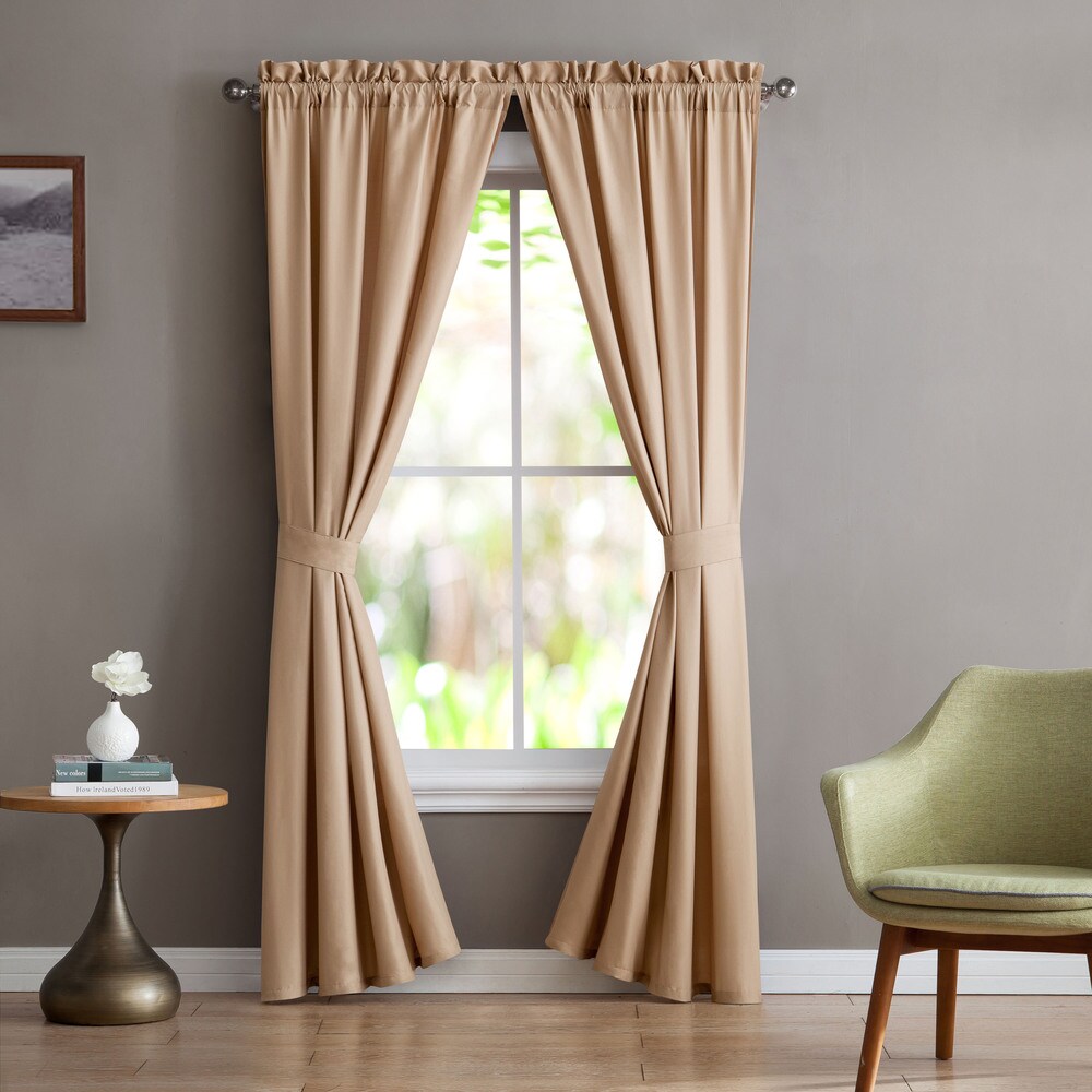 Beige Microfiber Curtains - Bed Bath & Beyond