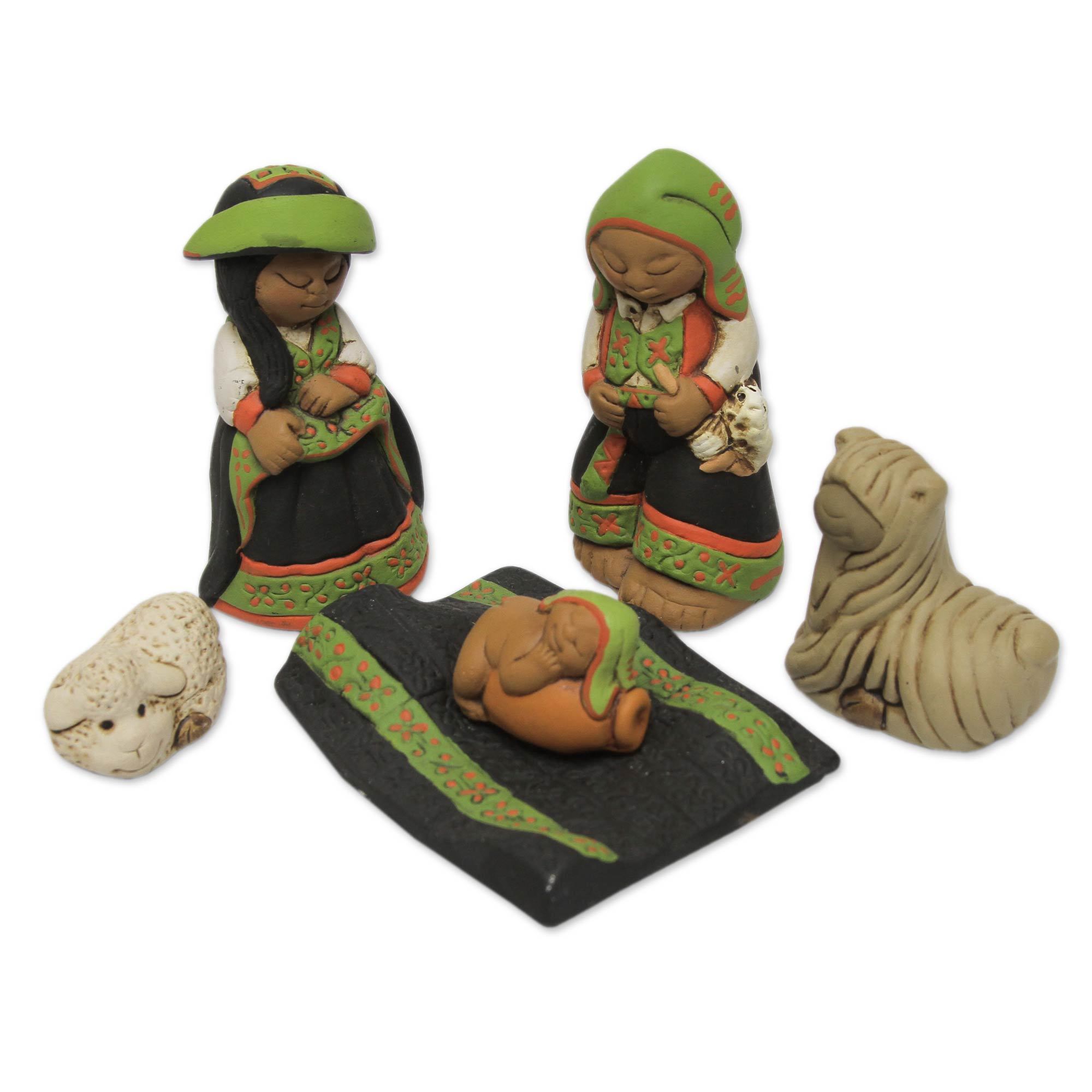 Handmade Ceramic Nativity Scene, Bethlehem In A Reed Boat (Peru) - Bed ...