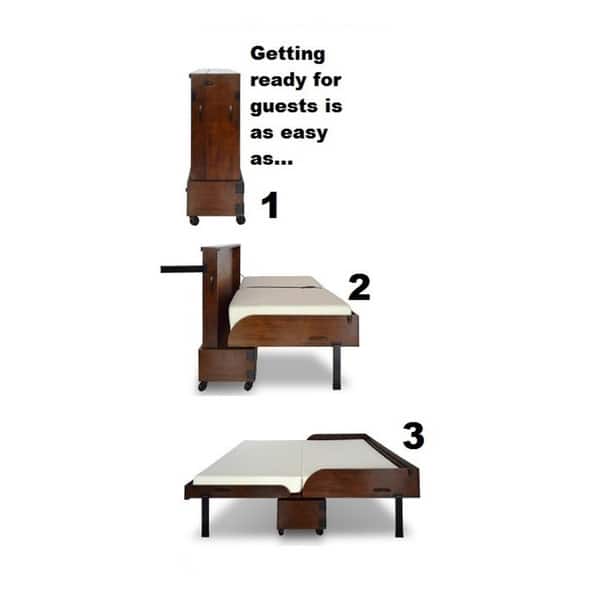 Queen Size Mobile Murphy Bed in Antique White - Bed Bath & Beyond ...