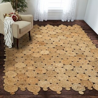Sevita Hand Braided Organic Jute Discus Area Rug - 5' x 7'9"/Surplus ...