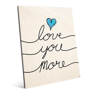 'Love You More Script Blue Heart' Glass Wall Art - Bed Bath & Beyond ...
