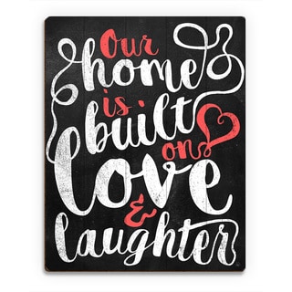 'Our Home is Built on Love' Red Wood Wall Art - Bed Bath & Beyond ...