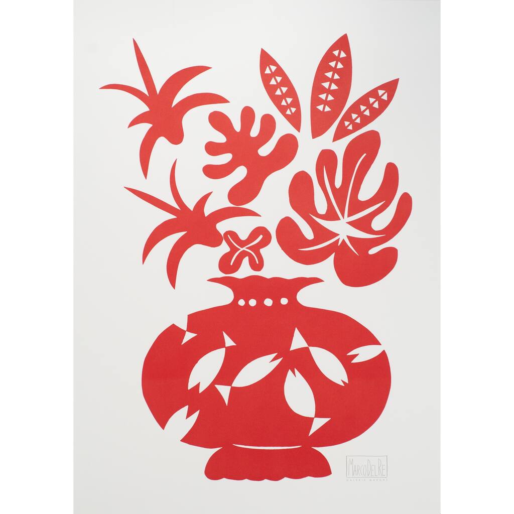 Marco Del Re 'Vase II Rouge - 2008' 30-inch x 22-inch Lithograph Print ...