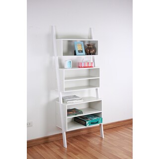White Finished Wooden Leaning Shelf - Bed Bath & Beyond - 14295017