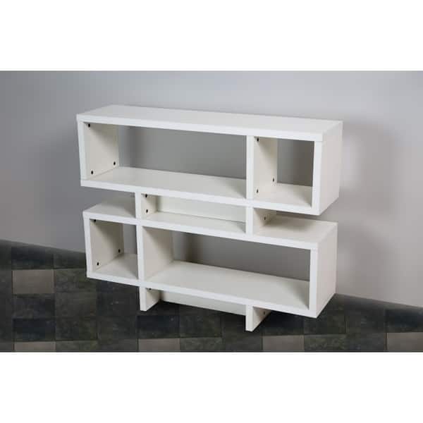 White Finished 44-inch Wide Wooden Leaning Shelf - Bed Bath & Beyond ...