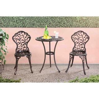 Sunjoy Vinely 24 x 24" x 28.3 Black Cast Iron and Cast Aluminum Bistro ...
