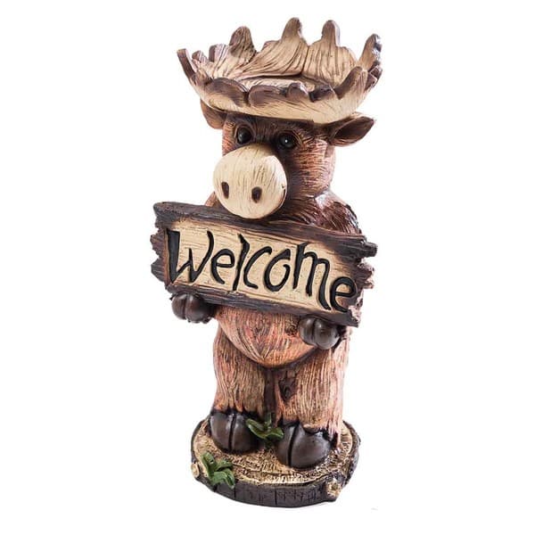 Sunjoy Welcome Moose Statue Made out of Hand Painted Resin, 16 Inches ...