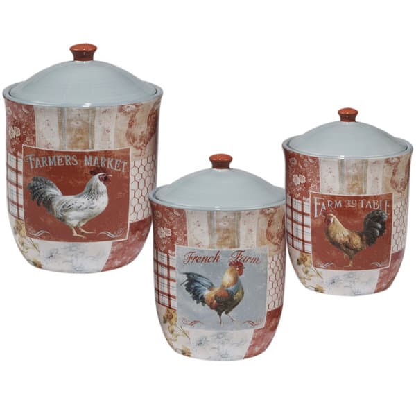 Certified International Farm House Ceramic Canisters (Pack of 3) - Bed ...