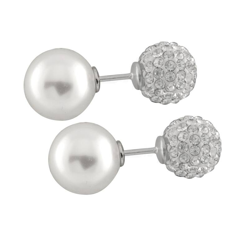 Sterling Silver Freshwater Pearl Cubic Zirconia Ferodo Ball Double ...