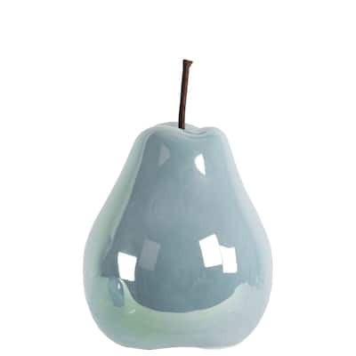 Urban Trends Collection Pearlescent Blue Ceramic Small Pear Figurine ...