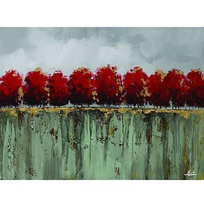 Red Tree Tops Original Hand Painted Wall Art - Overstock - 14343783