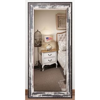 US Made Rustic Seaside Beveled Full Body Mirror - Black/Ivory - Bed ...