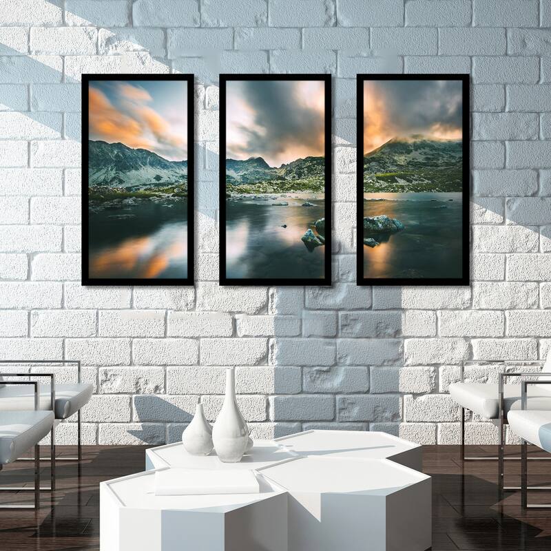 "Sunset at Bucura Lake" Framed Plexiglass Wall Art Set of 3 - Overstock ...