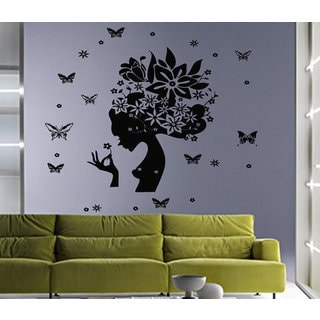 Full Color Girl with Flowers decal, Girl sticker, Sexy Girl decal, Lady ...