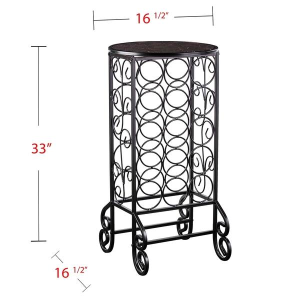 SEI Furniture Glass-topped Black Iron Wine Table Rack - Bed Bath ...