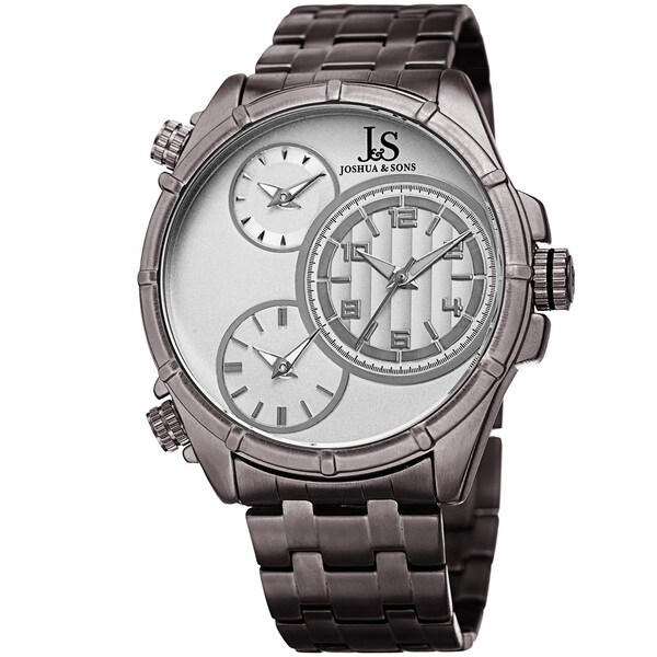 Shop Joshua & Sons Men's Rugged Multifunction Triple Time Silver-Tone ...