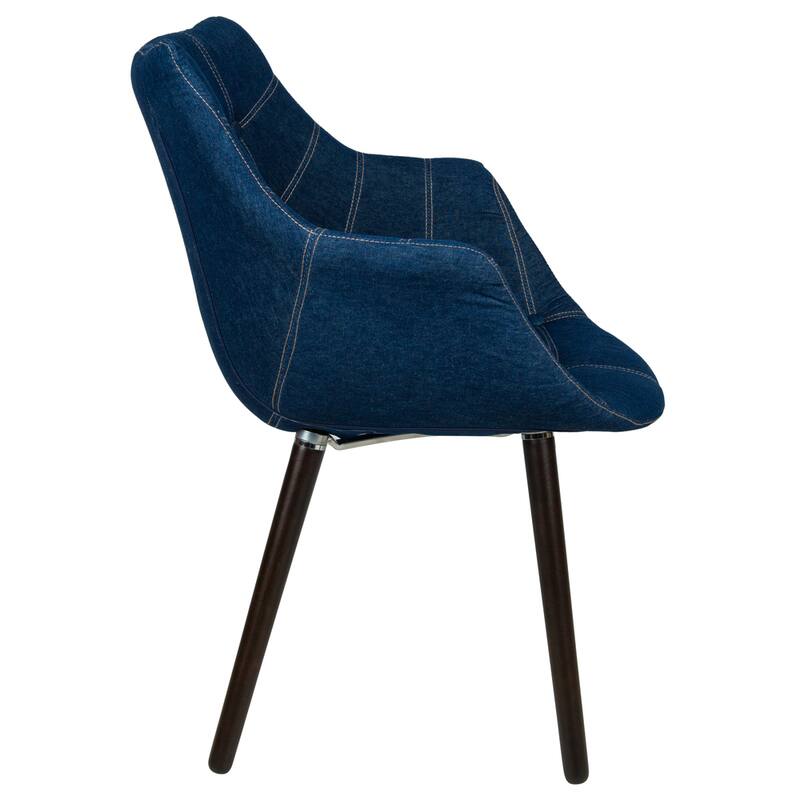 2-Piece Tufted Denim Lounge Armchair with Beech Wood Legs Accent Side ...
