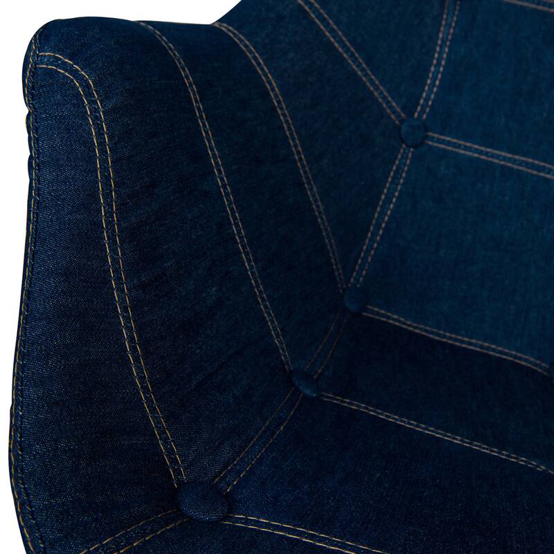 2-Piece Tufted Denim Lounge Armchair with Beech Wood Legs Accent Side ...