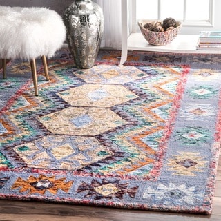 Nuloom Boho Multi Handmade Contemporary Abstract Tribal Wool Area Rug ...