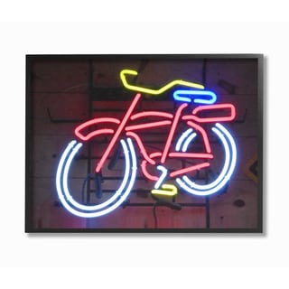 Stupell 'Bicycle Neon Lights Photography' Framed Giclee Texturized Art ...