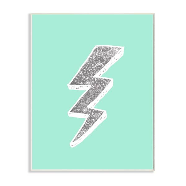 Stupell 'Graphic Lightning Bolt - Silver and Teal' Wall Plaque Art - 10 ...