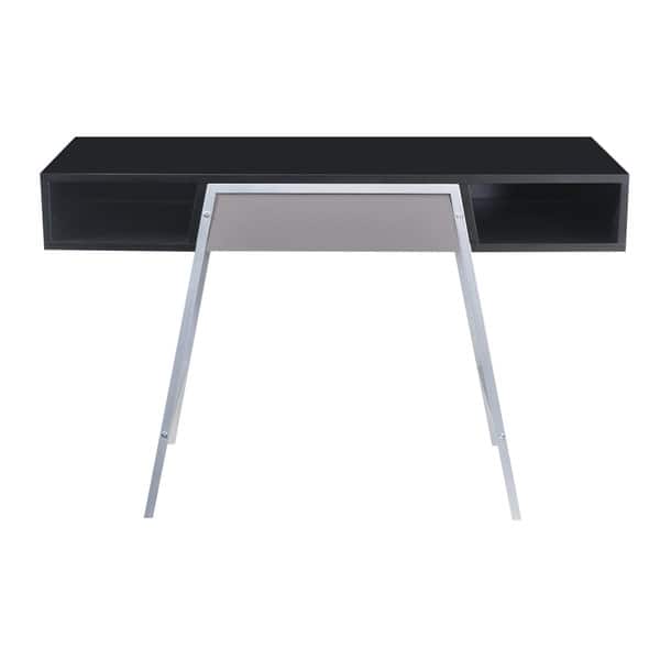 Modern Home Matte Black Desk with Center Drawer, Open Shelving, And ...