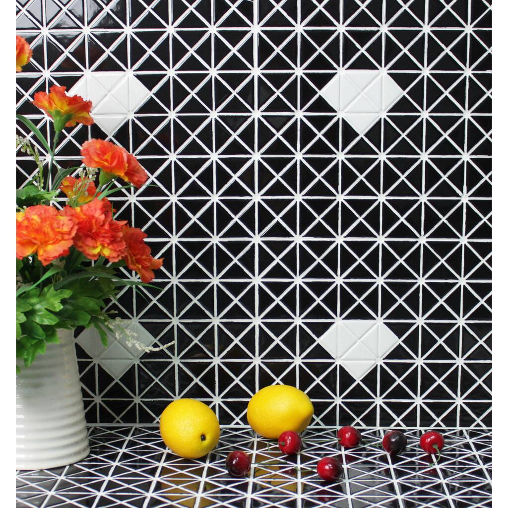 1-inch Single Diamond Pattern Glossy Porcelain Mosaic Tile (10 Sheets ...