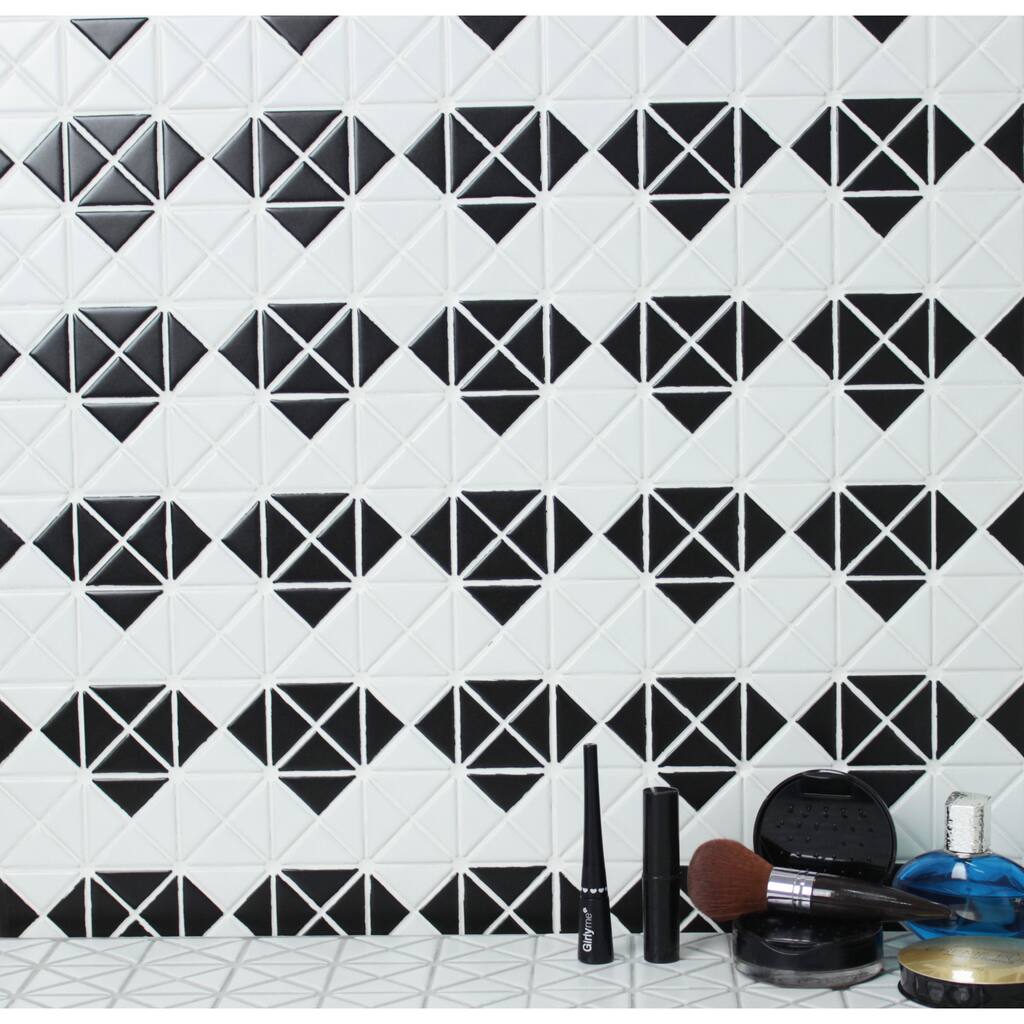 1-inch Mulitple Diamond Pattern Matte Porcelain Mosaic Tile (10 Sheets ...