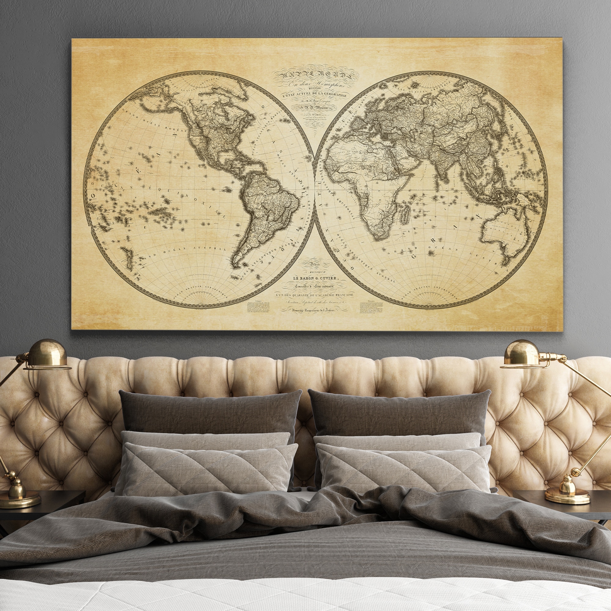 Vintage Wold Map VI Antique - Premium Gallery Wrapped Canvas - On Sale ...