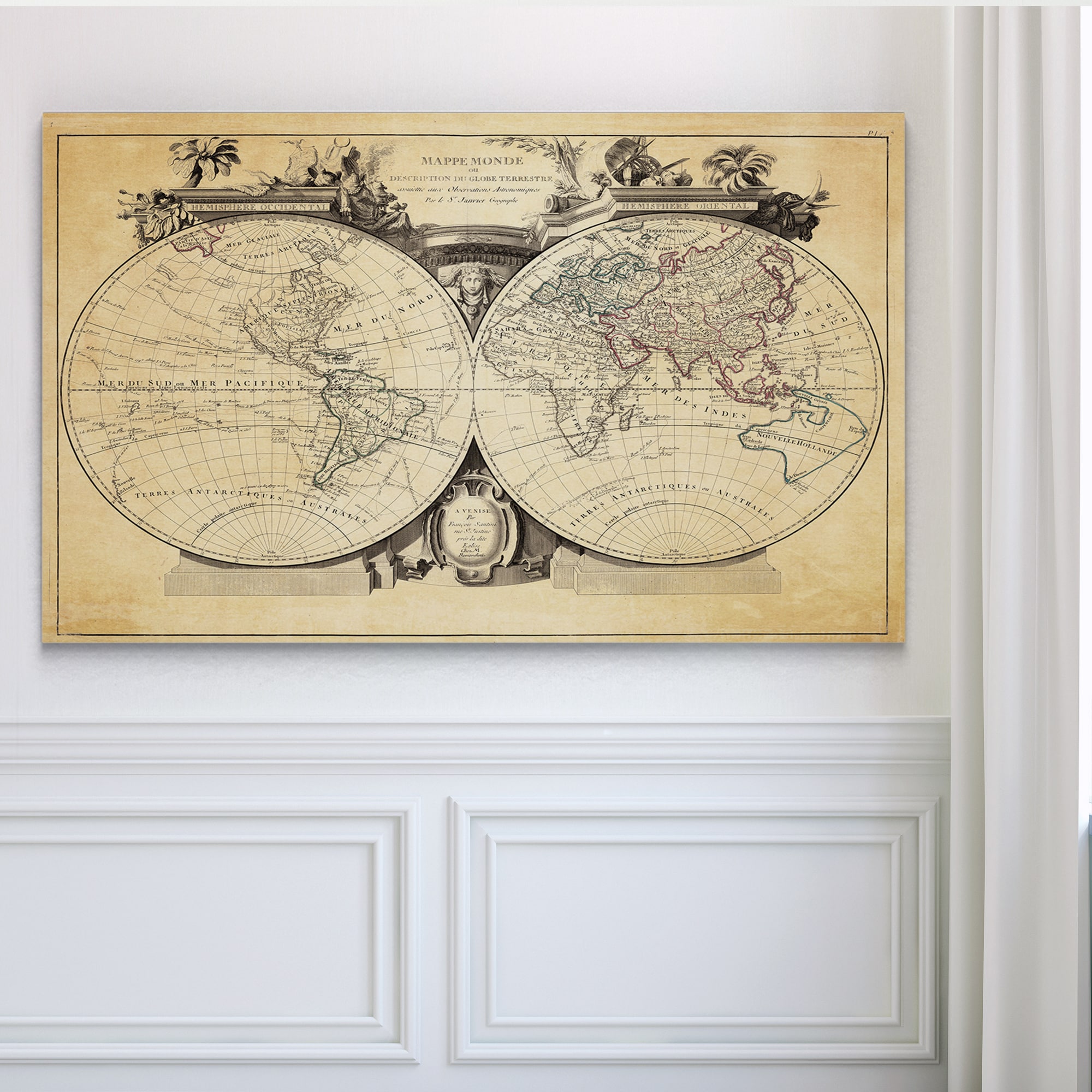 Vintage Wold Map VI Antique - Premium Gallery Wrapped Canvas - On Sale ...