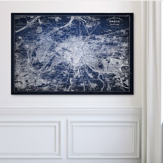 Paris Sketch Map Blue - Premium Gallery Wrapped Canvas - Bed Bath ...