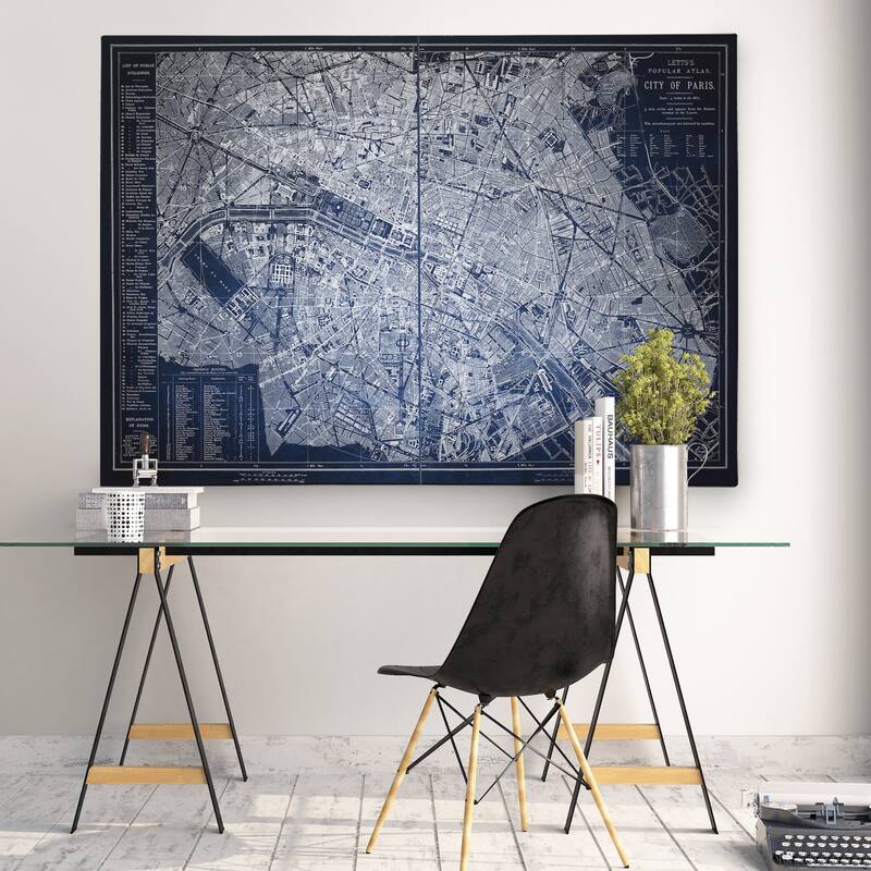 Paris Map Blue - Premium Gallery Wrapped Canvas - Overstock - 14491079