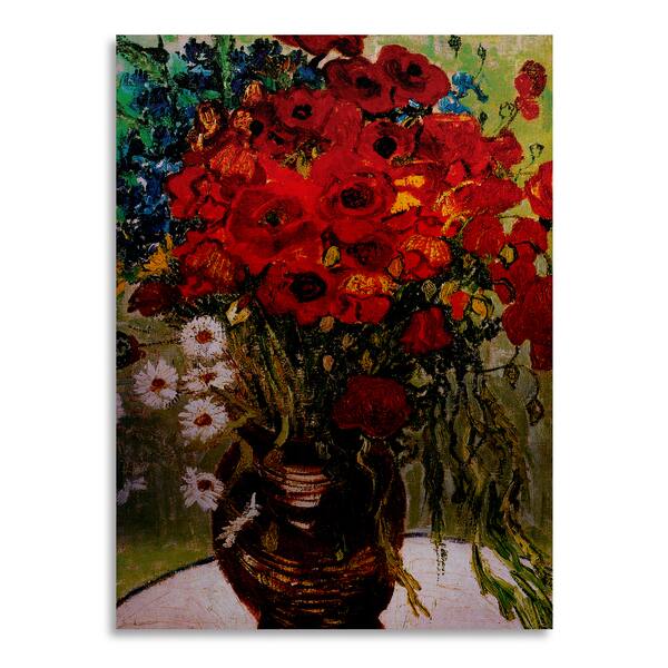 Vincent van Gogh 'Daisies & Poppies' Floating Brushed Aluminum Art ...