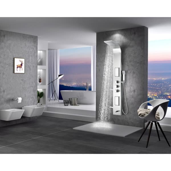 ANZZI Field 58 in. Full Body Shower Panel with Heavy Rain Shower in ...