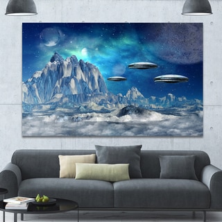 Designart "Blue Alien Planet" Landscape Canvas Wall Artwork Print ...