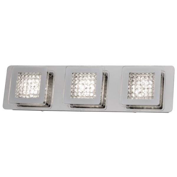 Quad Goals 3-light LED Polished Chrome Bath Fixture with Real Crystal ...