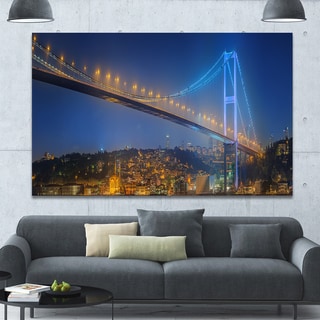 Designart "Bosphorus Bridge at Night Istanbul" Extra Large Landscape ...