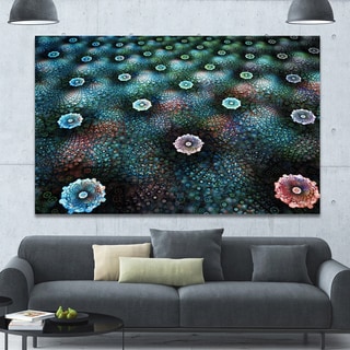 Designart "Blue Flowers on Alien Planet" Floral Canvas Wall Art - Blue ...