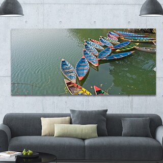 Designart "Phewa Lake in Pokhara Nepal" Boat Wall Artwork Print on ...