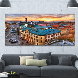 Designart "Colorful City Landscape" Extra Large Cityscape Wall Art ...