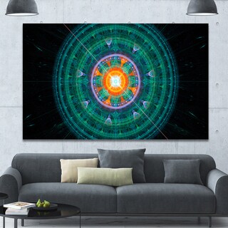 Designart "Cabalistic Turquoise Fractal Sphere" Extra Large Abstract ...