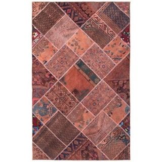 Handmade One-of-a-Kind Patchwork Wool Rug (Pakistan) - 4'9 x 7'8 - Bed ...