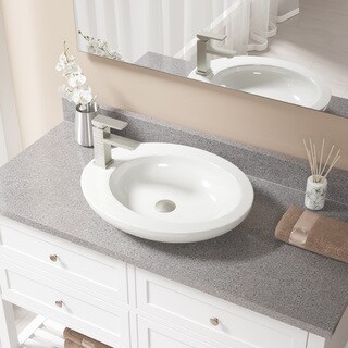 V2302 Bisque Porcelain Brushed-nickel Faucet and Pop-up Drain Sink ...