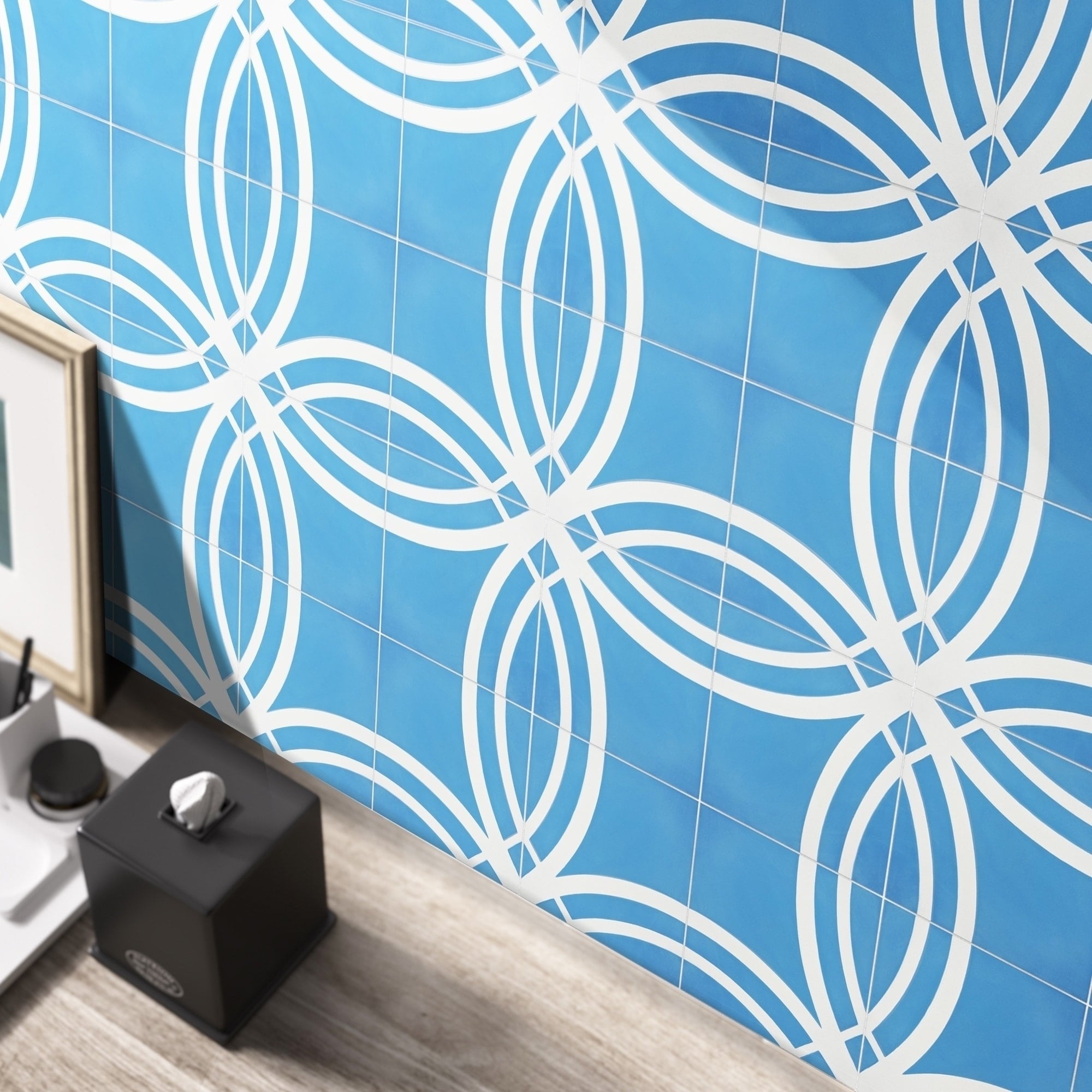 Handmade Menara in Aqua Blue and White Tile (Morocco) - Bed Bath ...