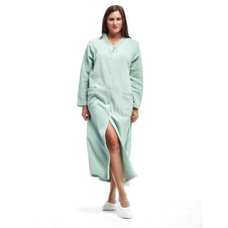 La Cera Women's Fleece Embroidered Snap Robe - Bed Bath & Beyond - 14586929