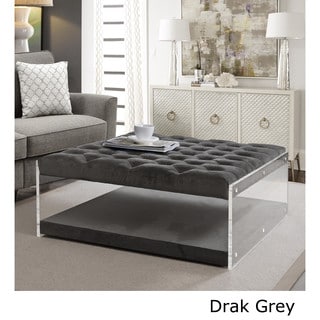 Sophia Oversized Clear Acrylic Sides Velvet Ottoman Table - Bed Bath ...