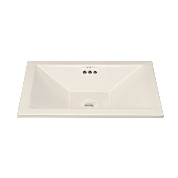 Ronbow Monument 20-inch Self-Rimming Ceramic Bathroom Vessel Sink with ...